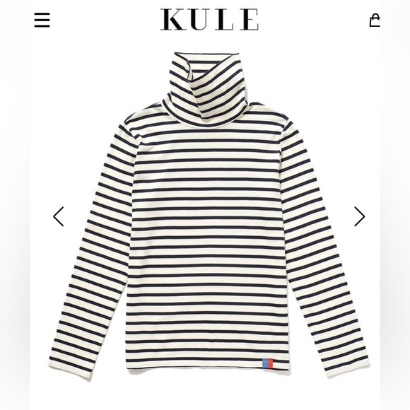 KULE | Tops | Nwot Kule The Turtleneck Cream And Navy Blue Stripe Shirt ...